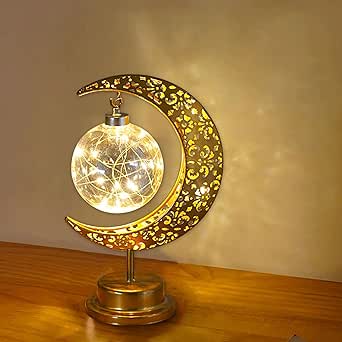 LED Moon Lamp,Large Metal Crescent Moon Lamp Enchanted Lunar Lamp for ...