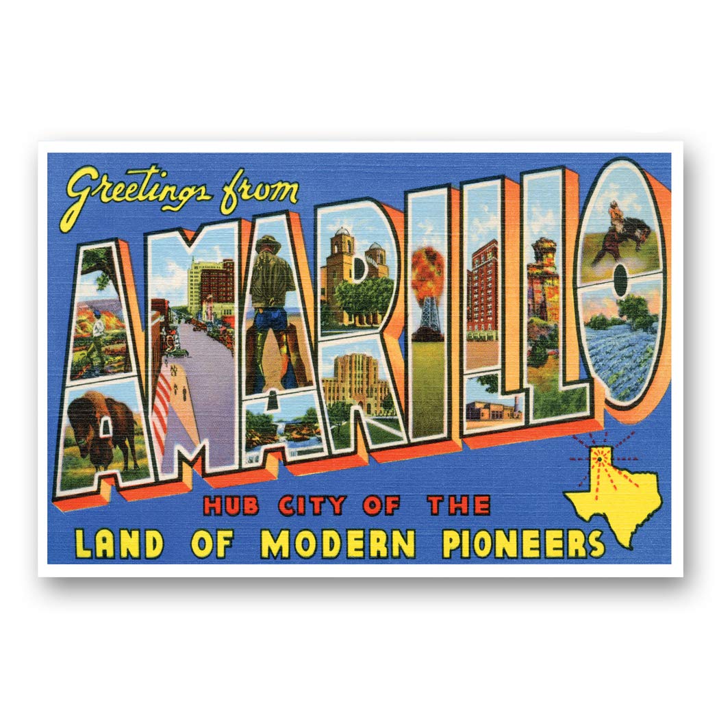Amazon.com : GREETINGS FROM AMARILLO, TX vintage reprint postcard set ...
