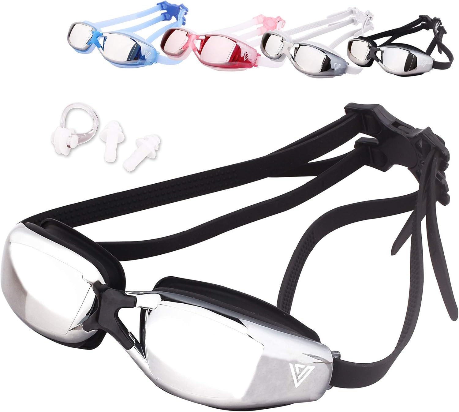 Amazon.com : Vitchelo Anti Fog Swimming Goggles with Nose Cover & Ear ...