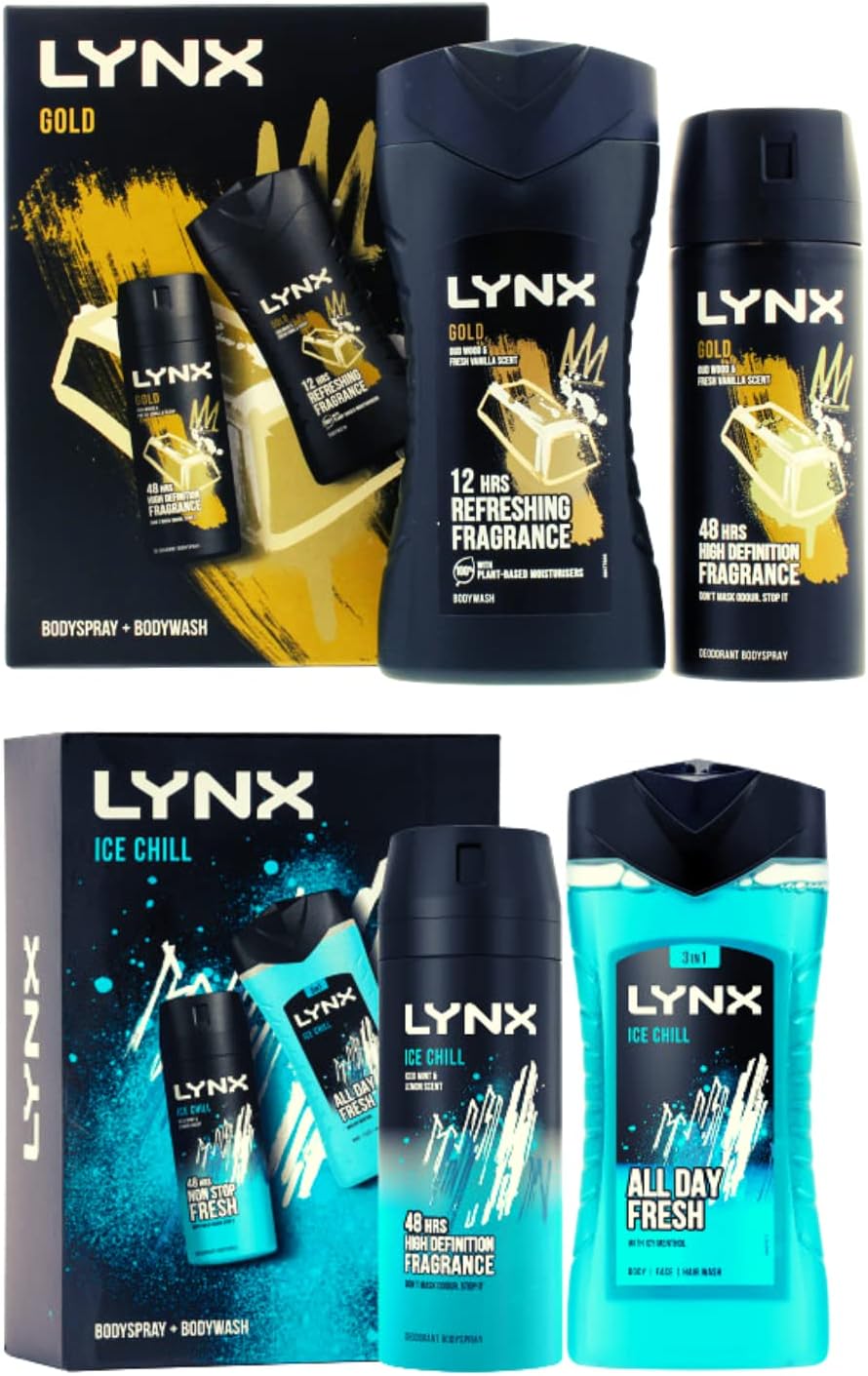 Lynx Gold Duo Gift Set for Men Oud Wood and Dark Vanilla 2PC (225ml ...