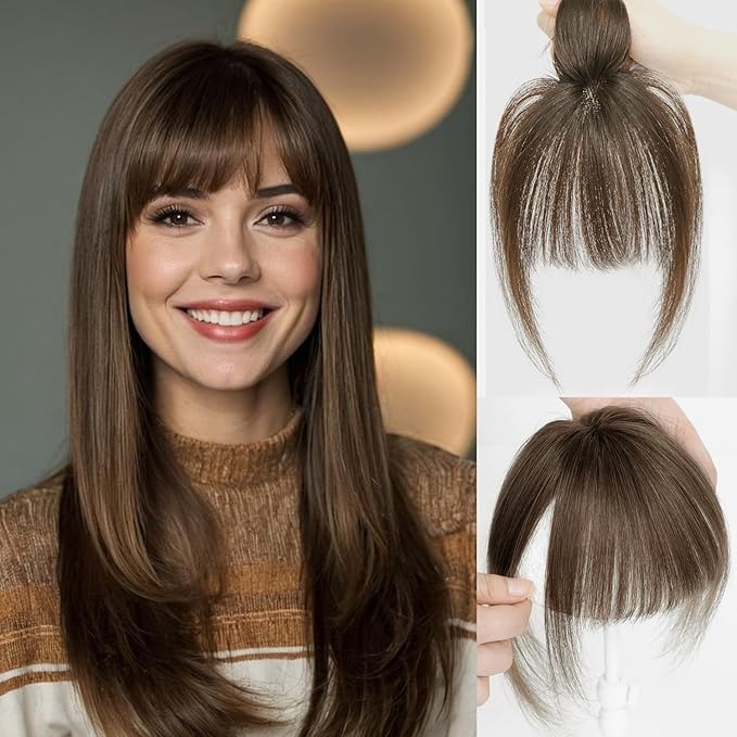 Clip in Fringe 100% Real Human Hair Fringe Clip in Bangs 10 Inch Hair ...