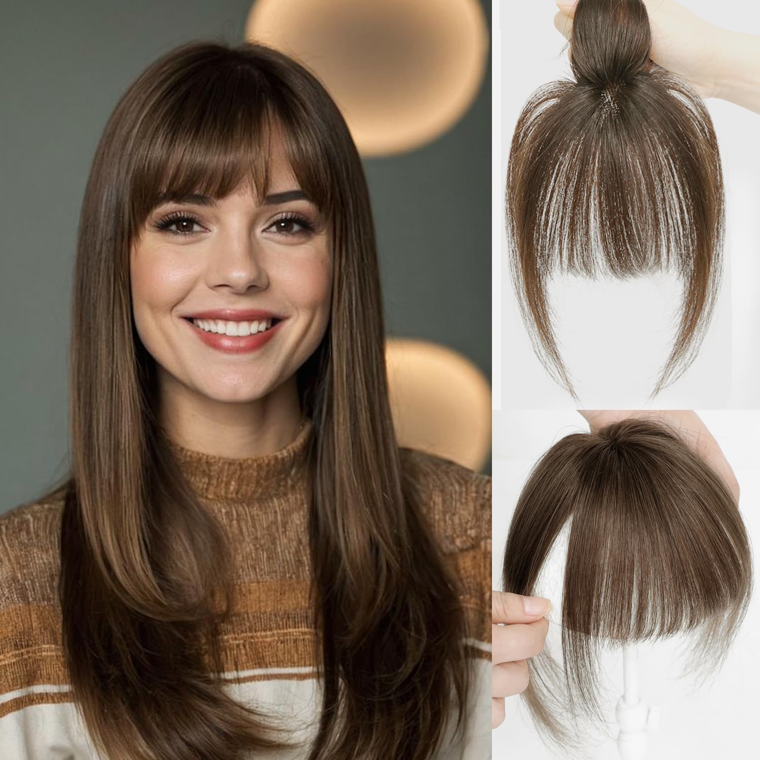 Clip in Fringe 100% Real Human Hair Fringe Clip in Bangs 10 Inch Hair ...
