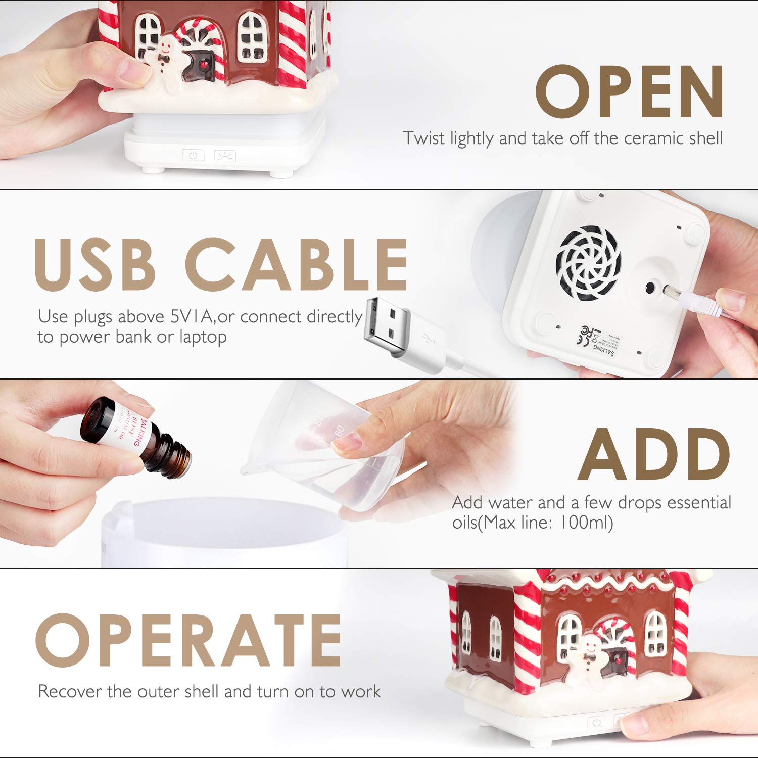 ARVIDSSON Christmas Essential Oil Diffusers, Gingerbread Diffusers for ...