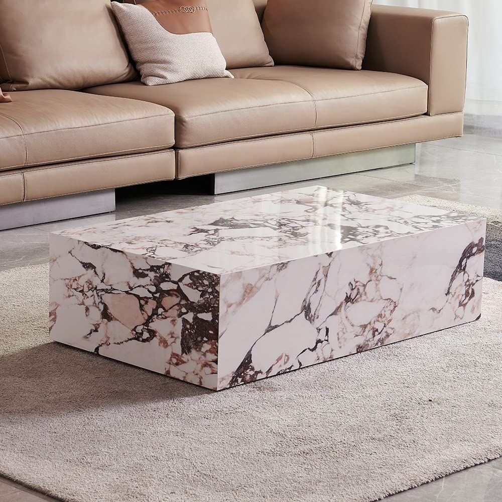 NG Decor Modern Geometric Coffee Table, Rectangular Coffee Table, Fully ...