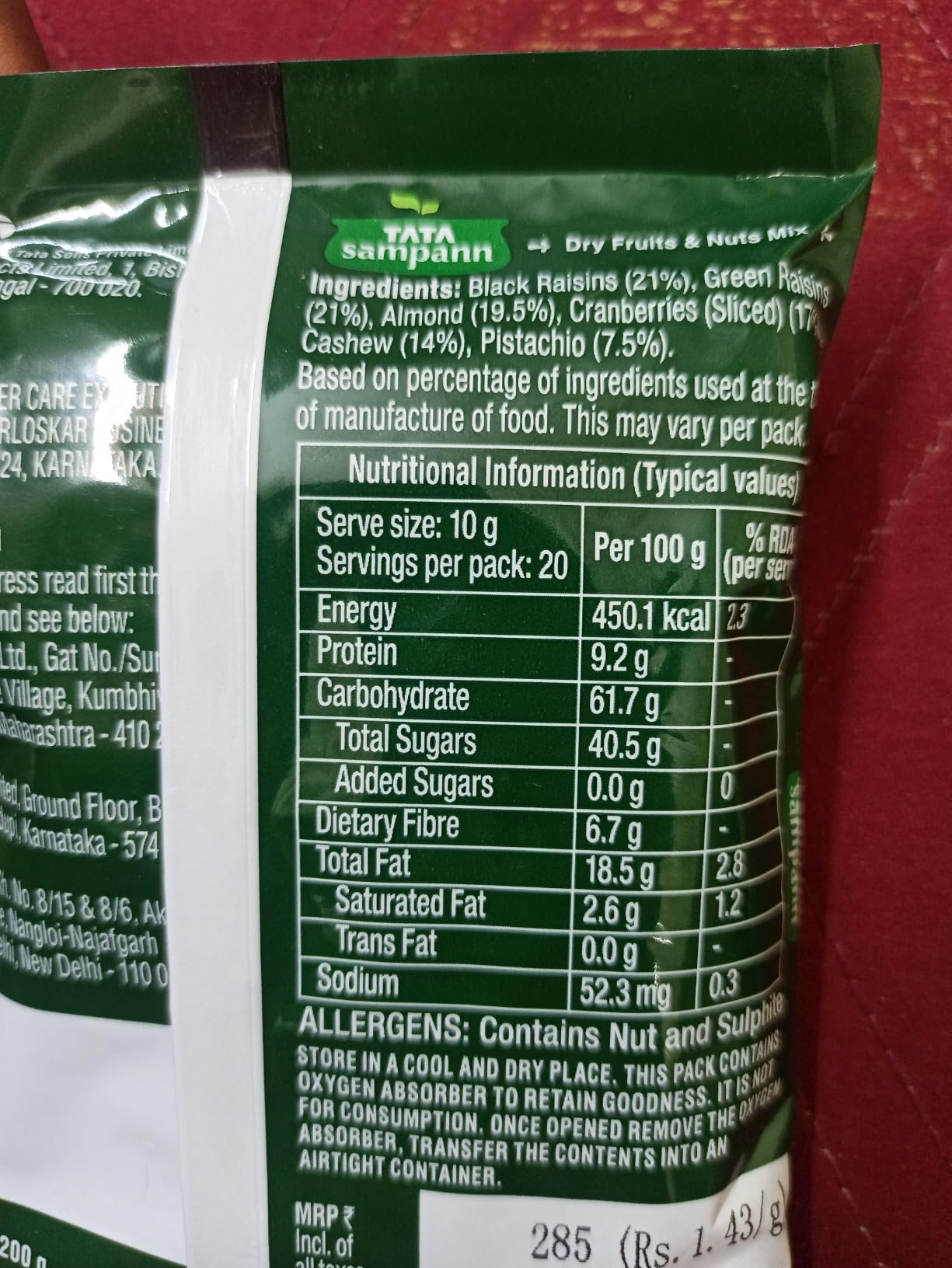 Tata Sampann Luxe Dry Fruit & Nut Mix, 200g, Source of Protein ...