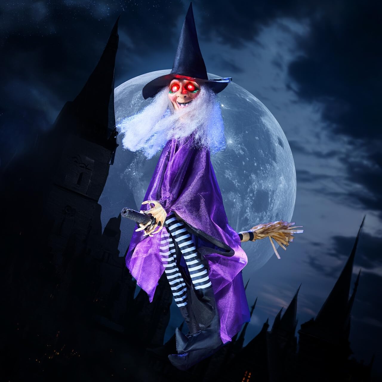 Amazon.com: JOYIN 41” Hanging Witch Halloween Decorations Outdoor ...