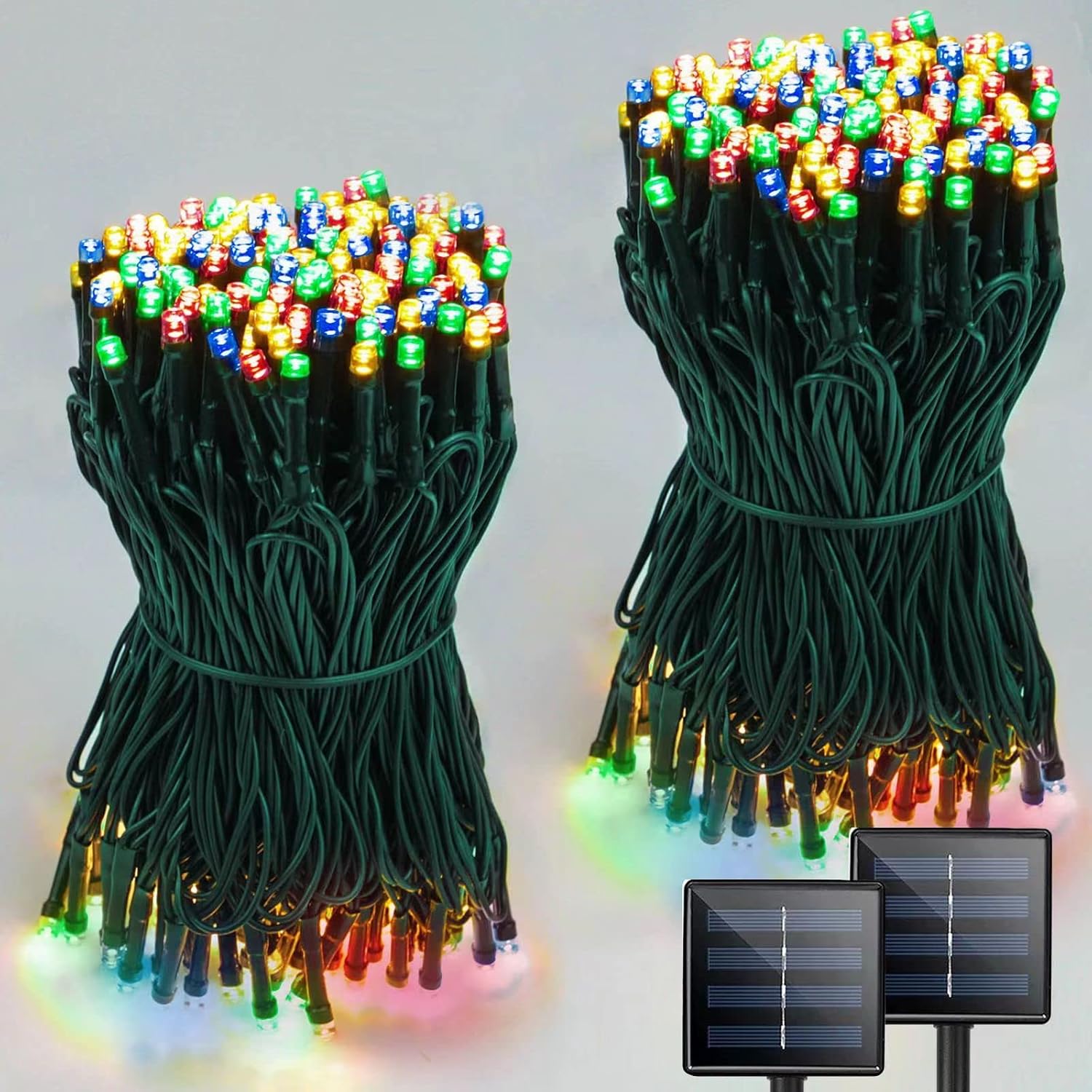Multicolor Super-Long 2-Pack Each 85FT Solar String Lights Outdoor ...