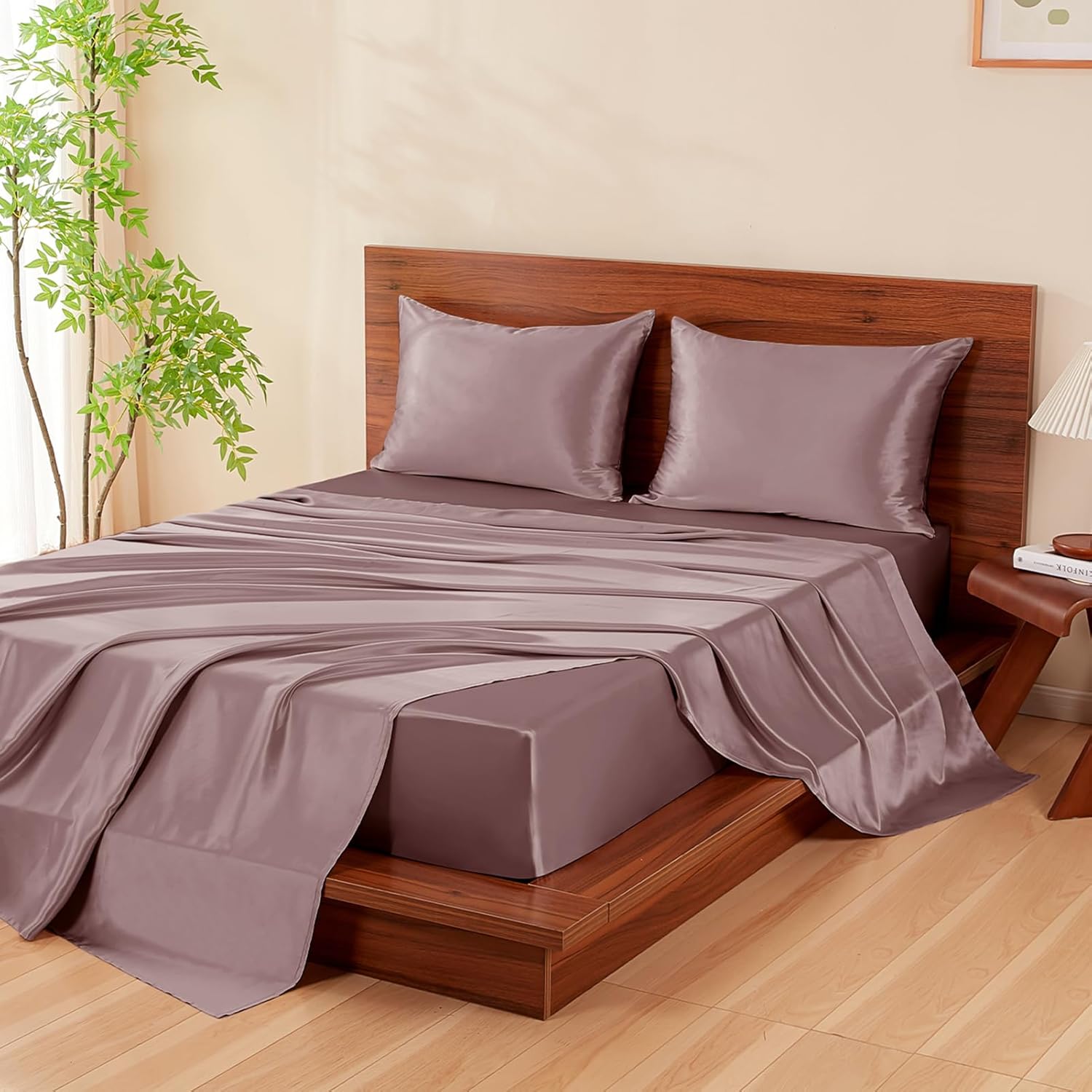 Amazon.com: THXSILK 100% Mulberry Silk Bed Sheets Set - 4pcs Pure Silk ...