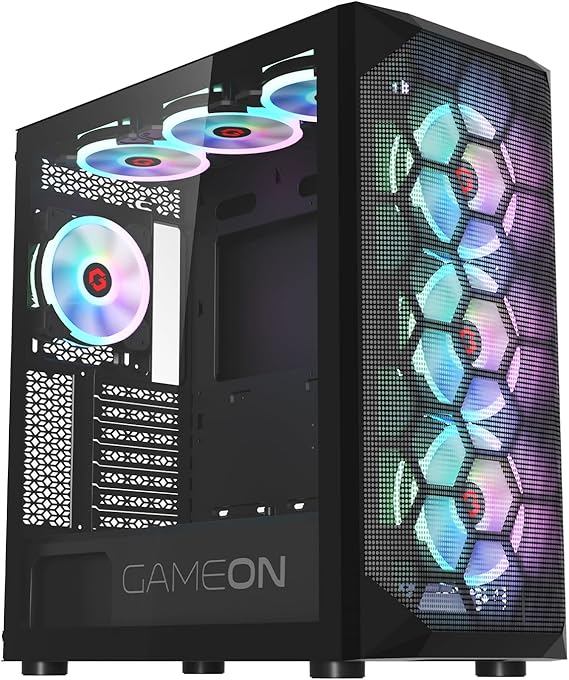 GAMEON Emperor Midnight Series Mid Tower PC Gaming Case, 120mm ARGB+PWM ...