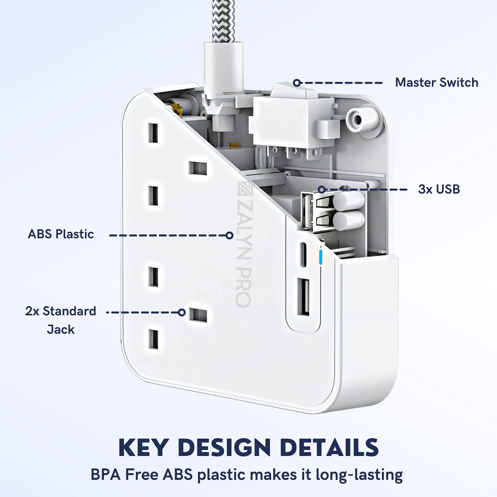 Smart Plug Cable Extension 1.8m Cord with 4 Slot Cable Organizer ...