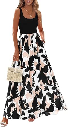 KIRUNDO Women Summer Sleeveless Boho Floral Maxi Dress 2025 Scoop Neck ...