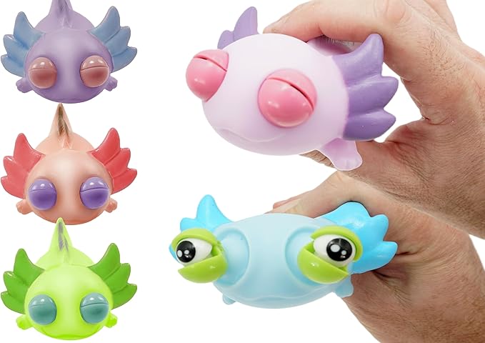 Amazon.com: JA-RU Squeezy Pop-Eyes Axolotl Toy (1 Unit Assorted) Ugly ...