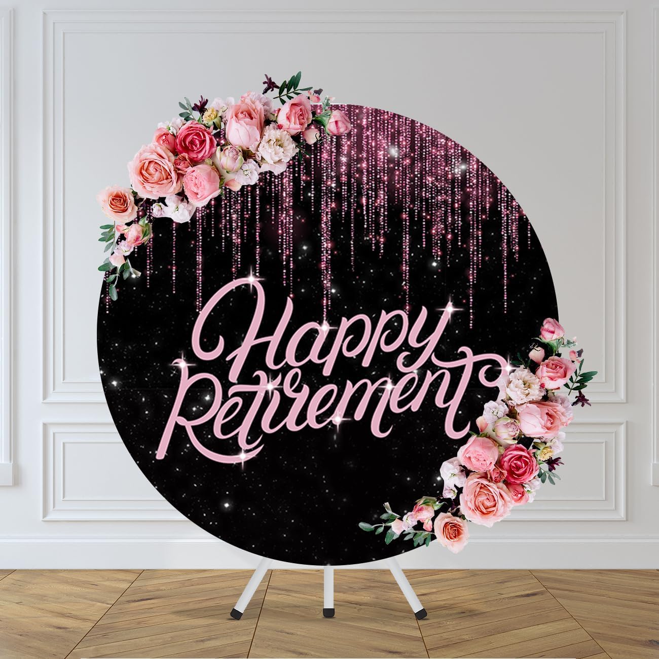 Amazon.com : CHNYWORK 6.5x6.5ft Happy Retirement Round Backdrop Cover ...