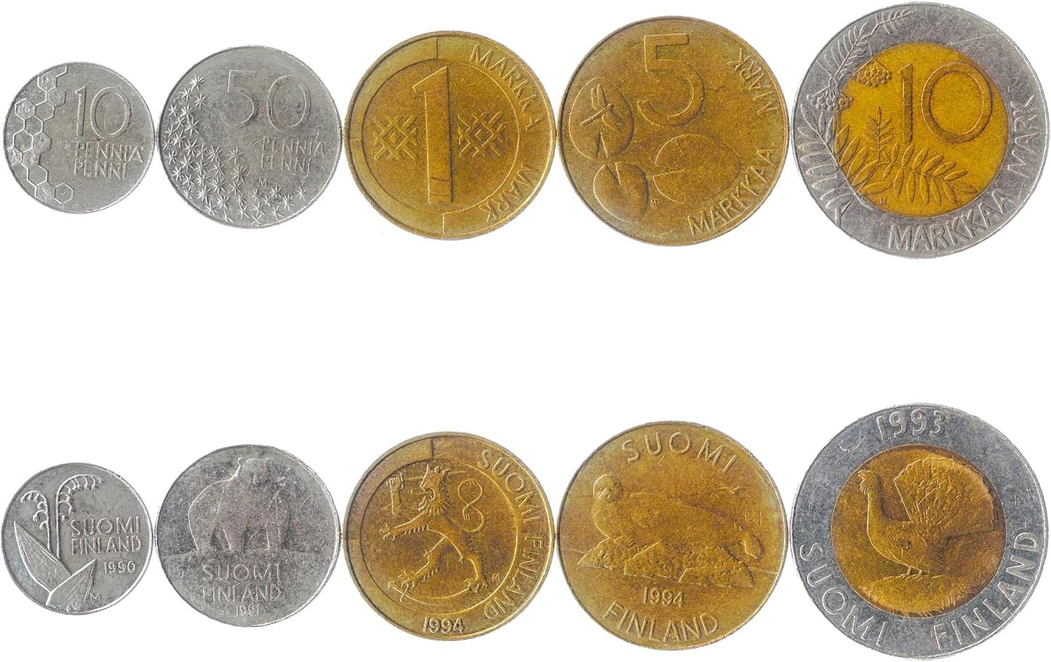Amazon.com: 5 Coins from Finland | Finnish Coin Set Collection 10 50 ...