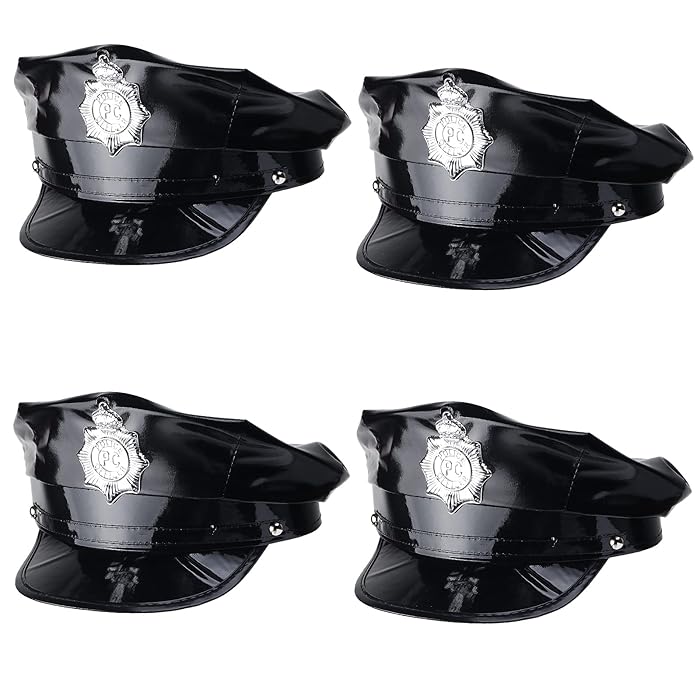 Buy Yewong 4 Pieces Police Hat Police Officer Costume Accessory for Cop ...