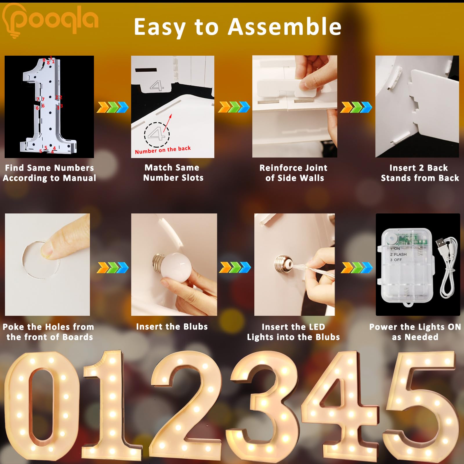 Snapklik.com : 3FT Marquee Light Up Numbers, Warm White LED Large ...