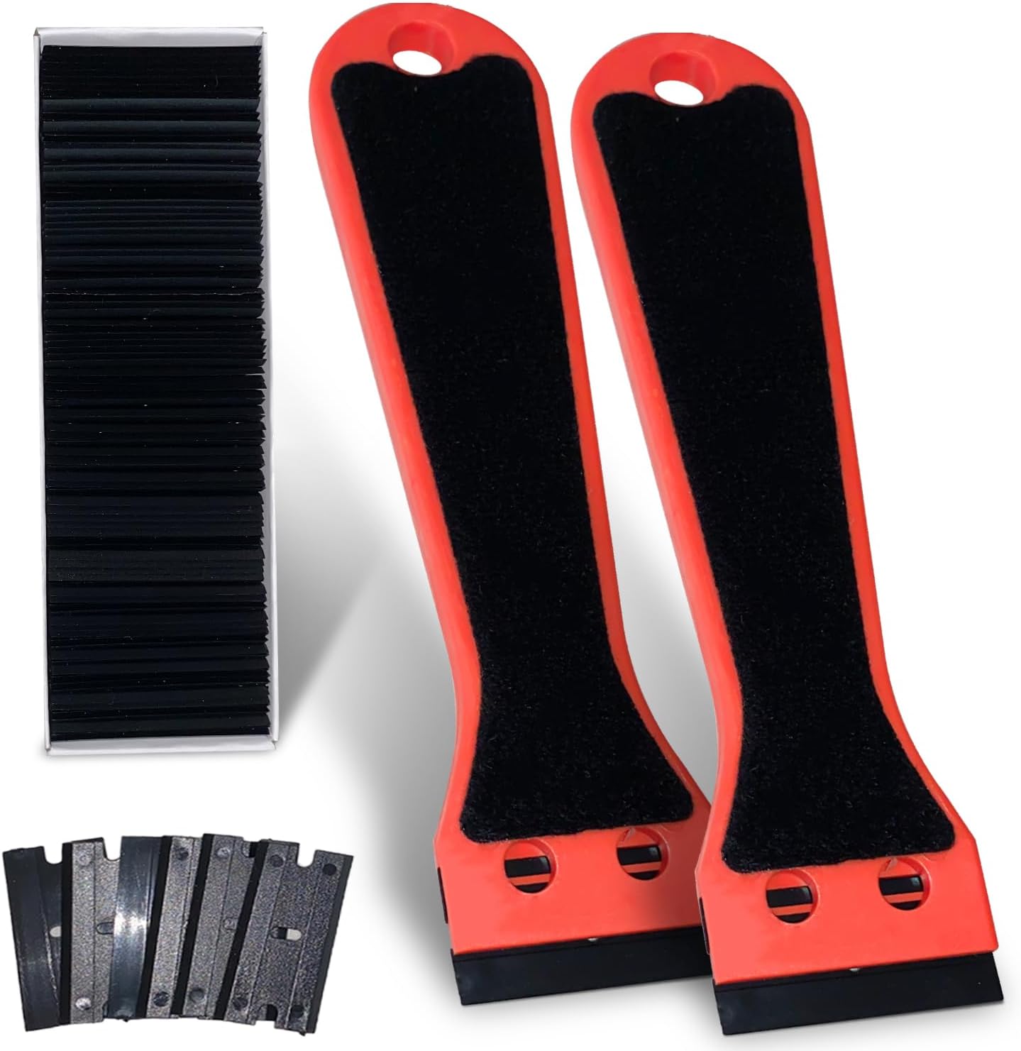 2 Pcs Plastic Scraper with 100 Plastic Razor Blade, 6inch Long Handle ...