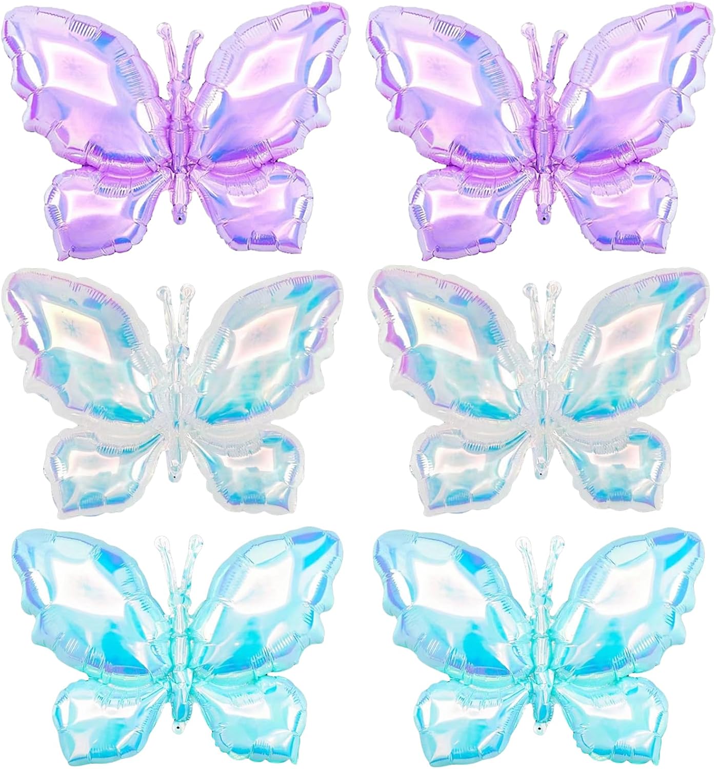 Amazon.com: 6 Pieces 24 Inch Colored Translucent Butterfly Balloons ...