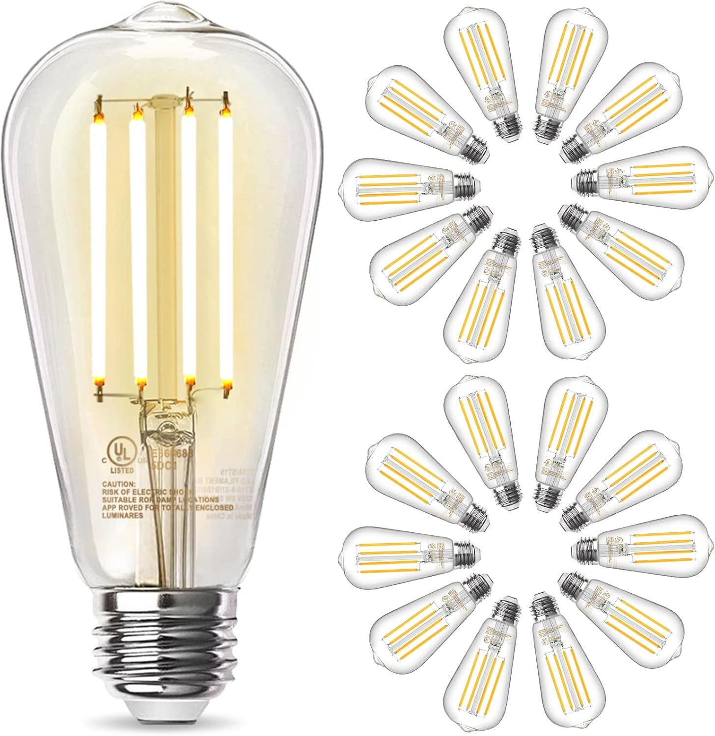 TJOY Edison Light Bulbs 60W Equivalent 20 Pack, Dimmable Vintage LED ...