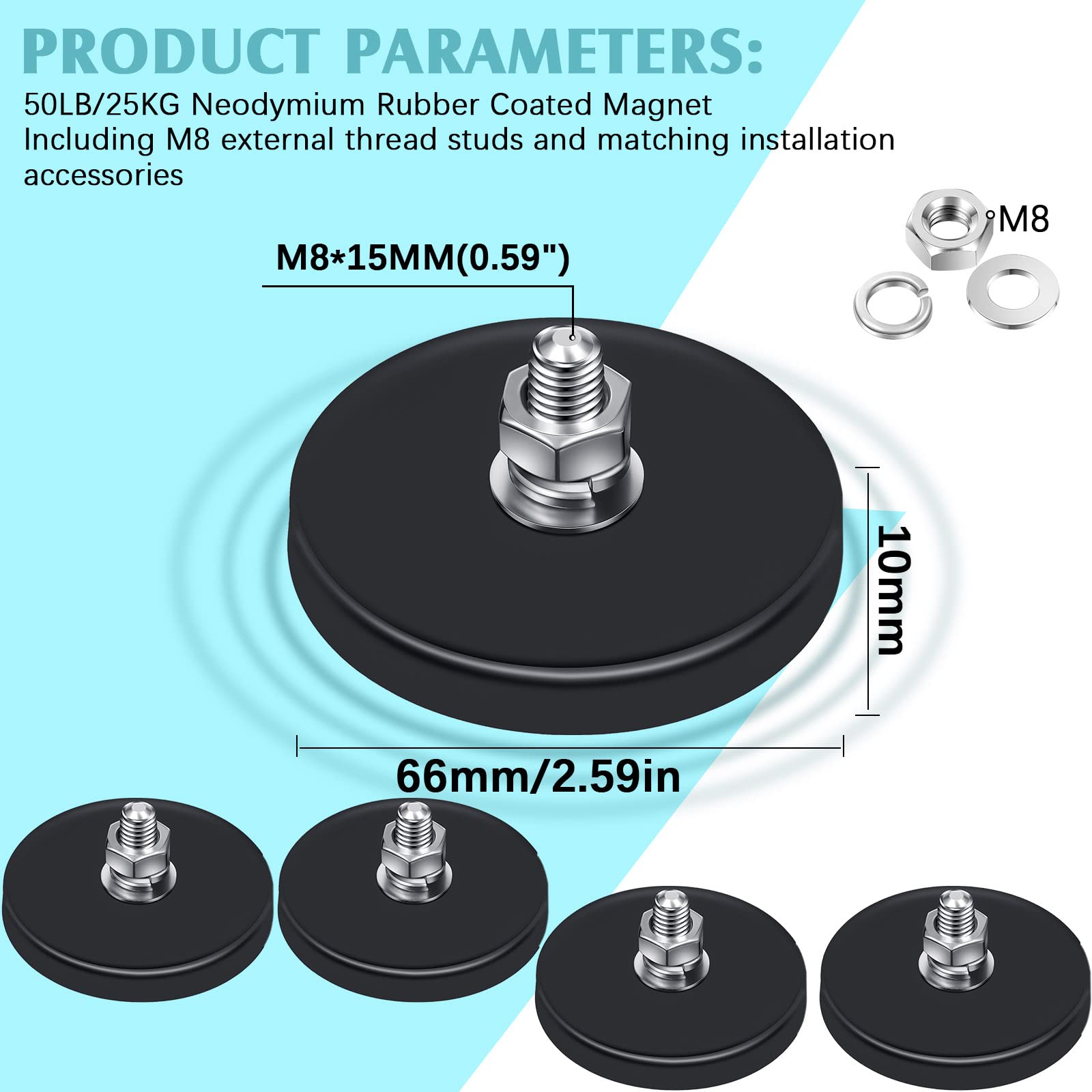 Snapklik.com : Flutesan Neodymium Magnet Rubber Coated Mounting Small ...