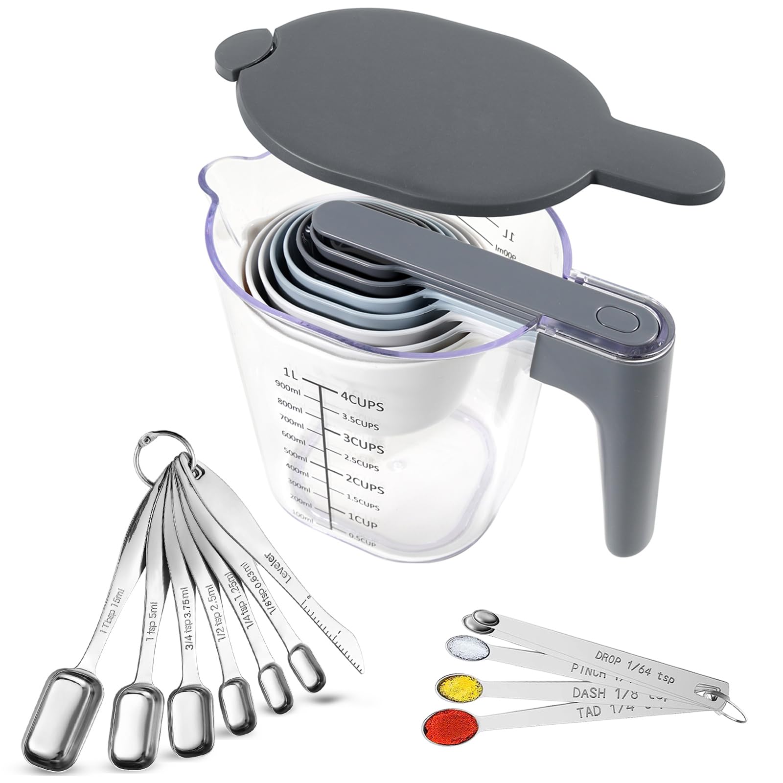 Amazon.com: Recogwood 22 Piece Measuring Cups and Spoons Set, Stainless ...