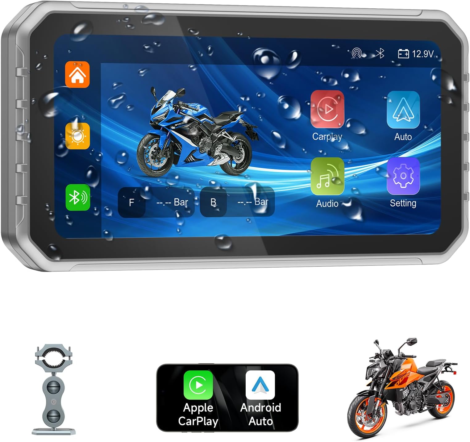 Amazon.com: Carpuride W702PRO for Motorcycle CarPlay& Android Auto ...