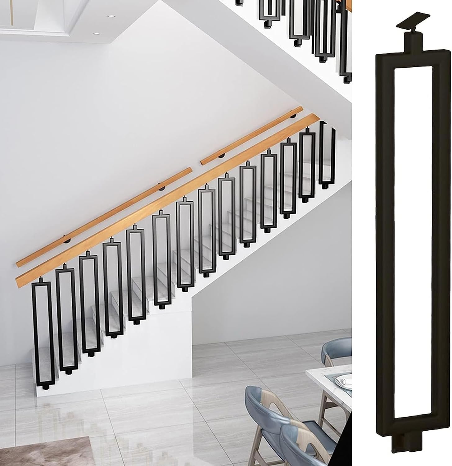 Stairs Handrail Railing - Stairs Metal Balusters Side-Mounted, Single ...