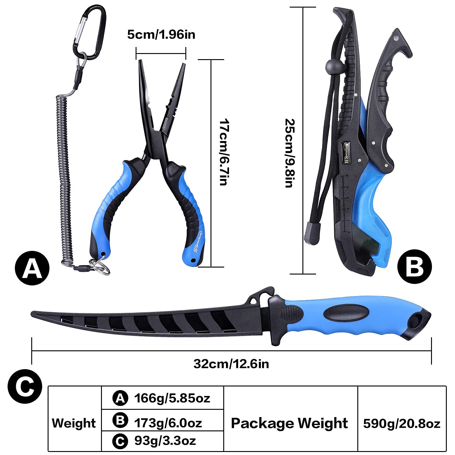 Sougayilang Fishing Pliers 4pcs Tools Set Combos with Steel Pliers ...