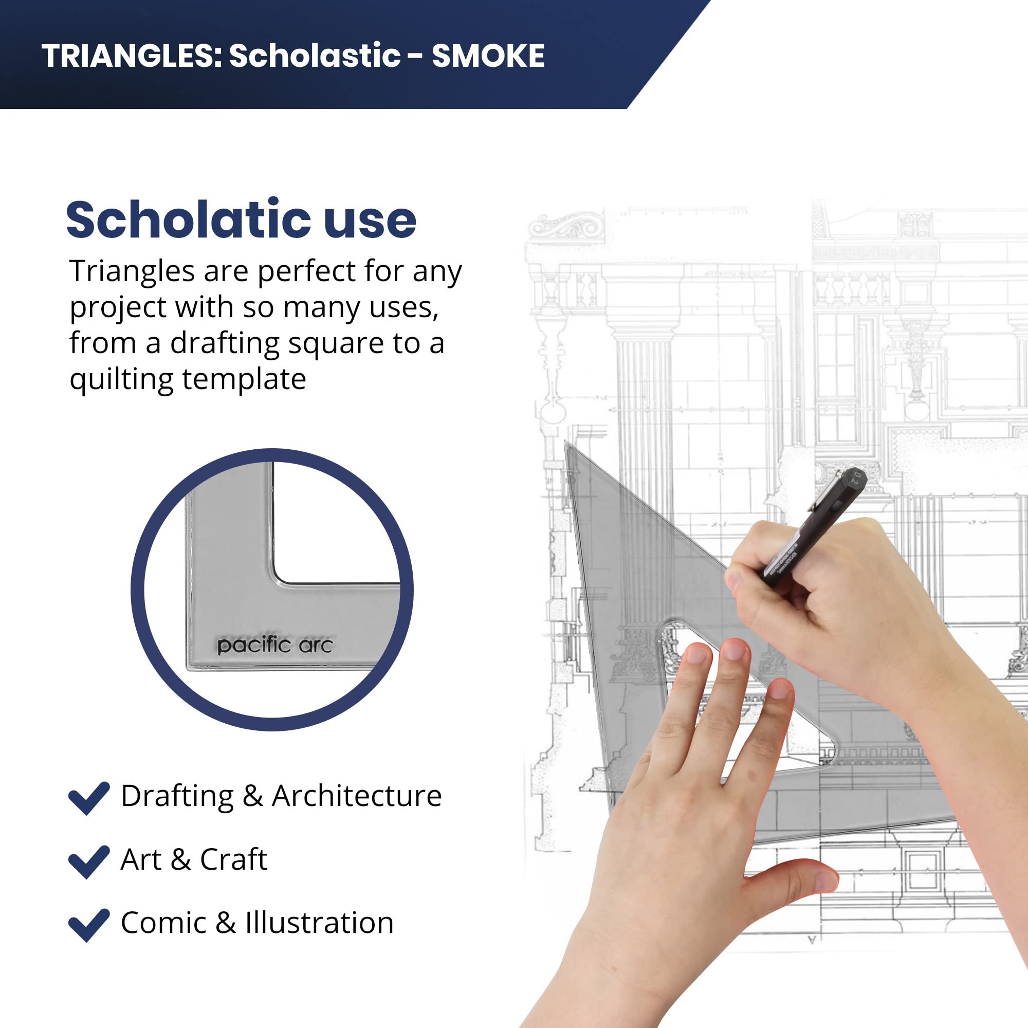 Snapklik.com : Pacific Arcs Scholastic Triangle - 4 Inch - Smoke - 30/ ...