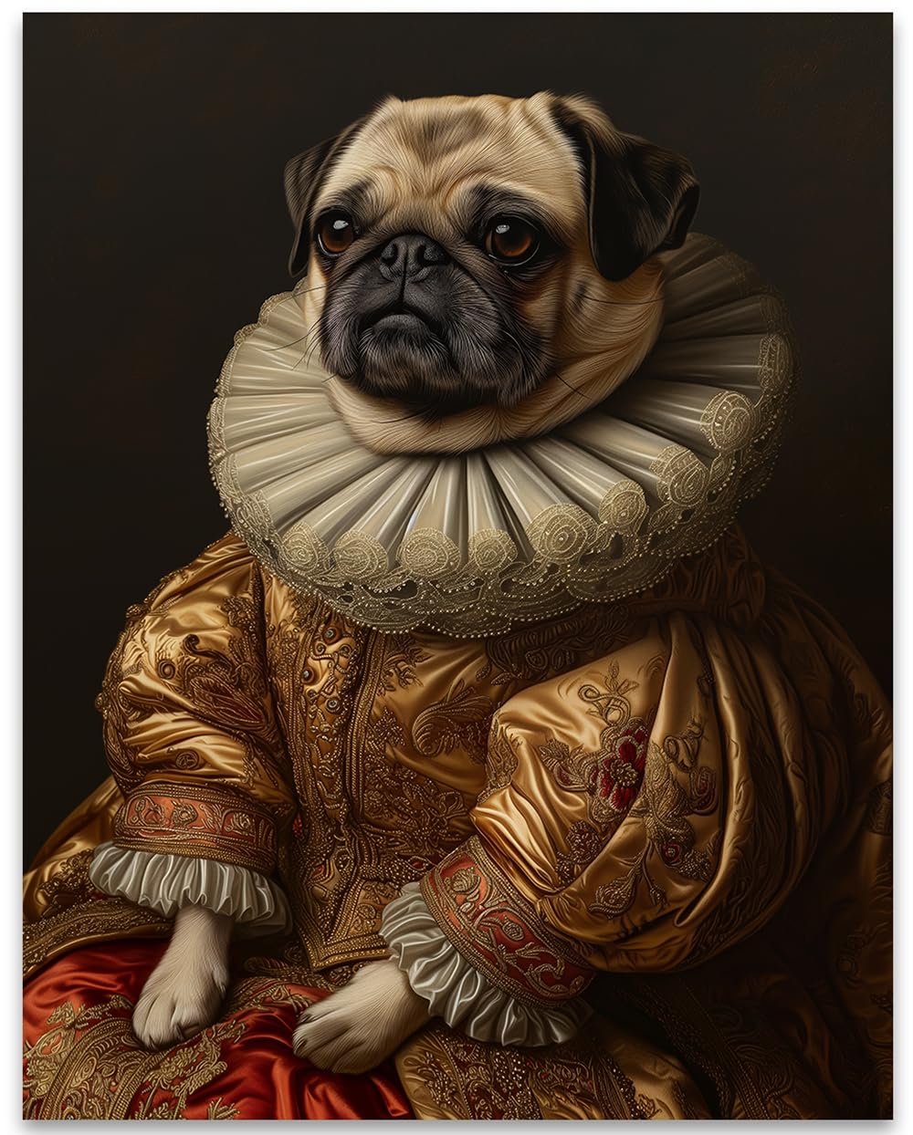 Amazon.com: Princess Squishface Pug 11x14 Poster -Aristocratic Royal ...