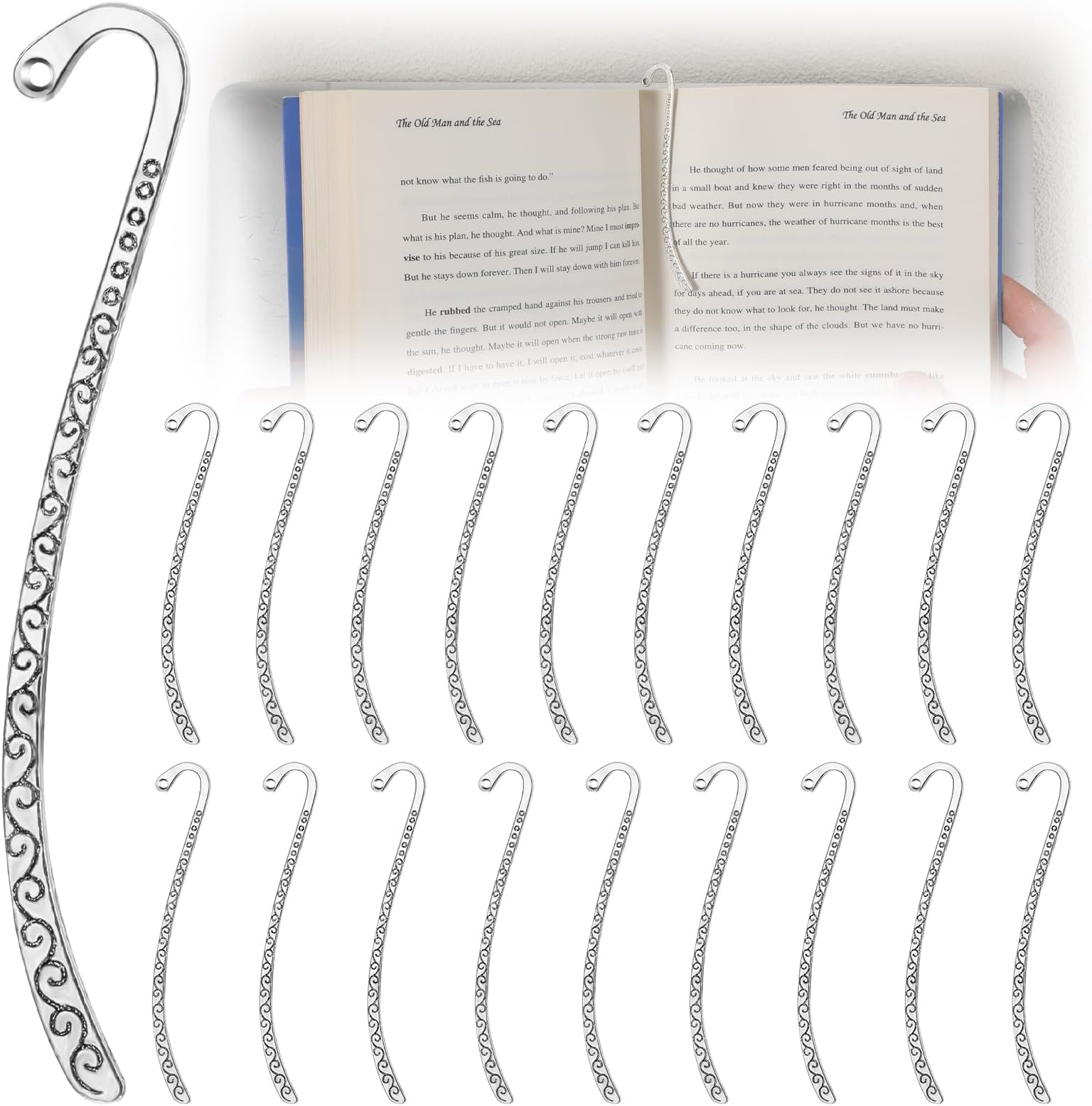 Amazon.com: Muzi Hook Bookmark,15 Pcs Silver Plated Smooth Bookmark ...