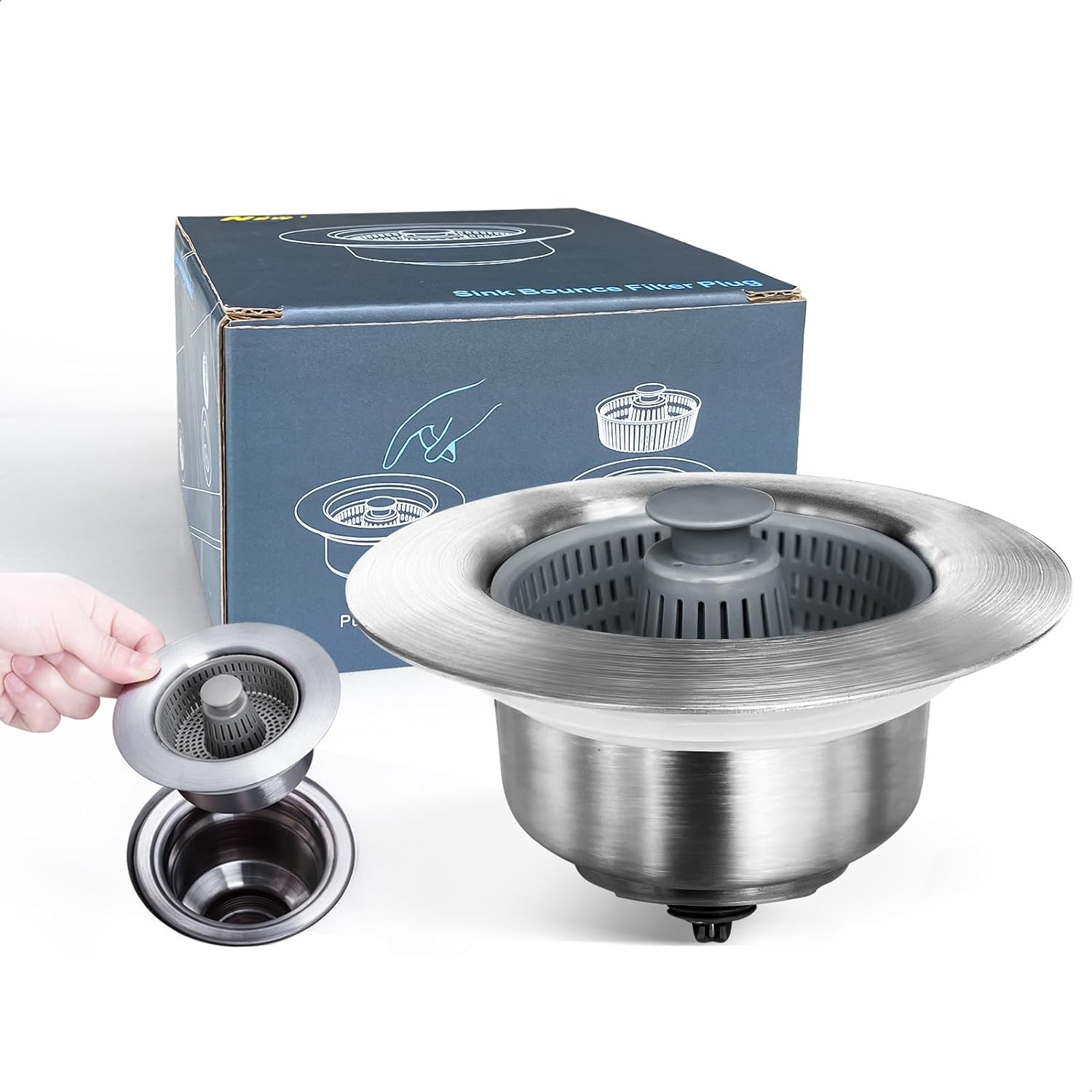 Kitchen Stainless Sink Strainer Stopper: 3 -in-1 304 Kitchen Sink ...