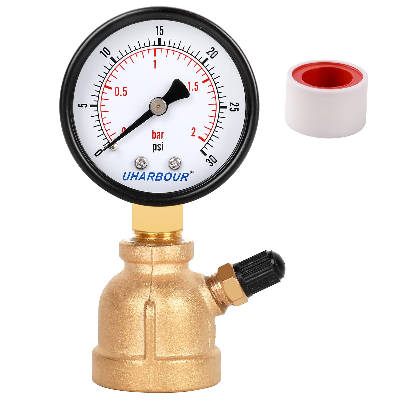 Snapklik.com : Uharbour Gas Line Pressure Tester, Brass Gas Pressure ...