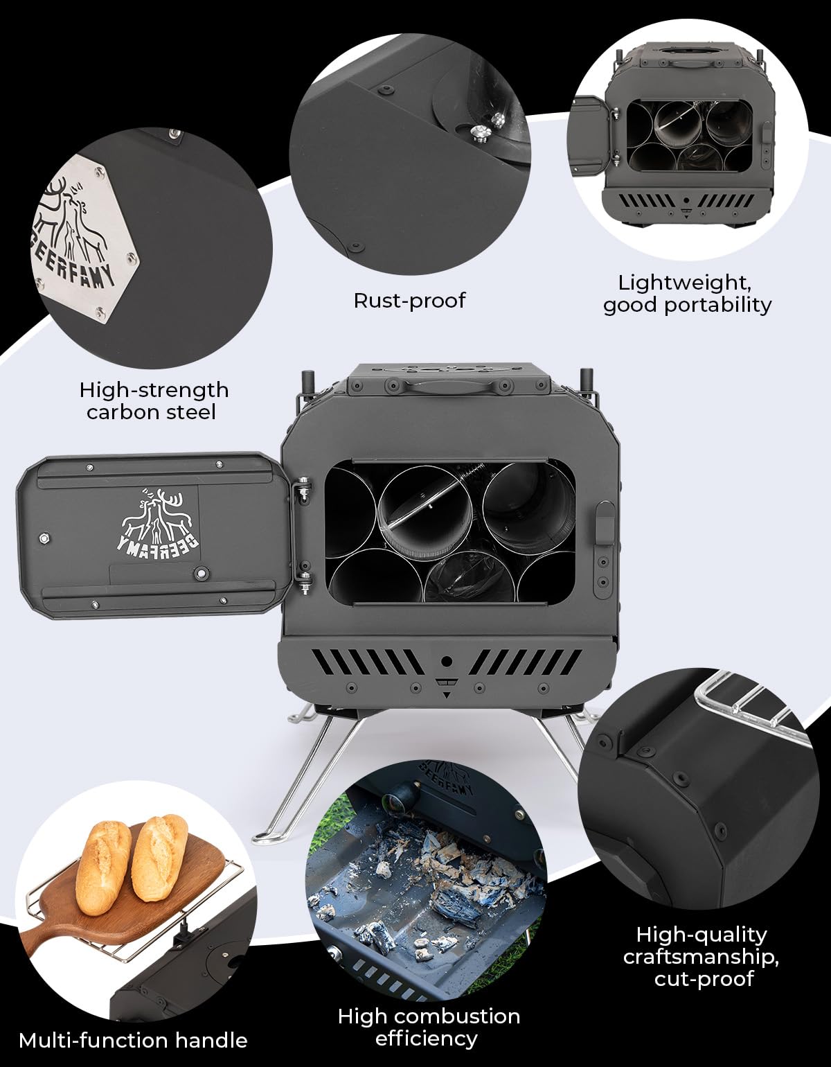 Snapklik.com : Deerfamy Hot Tent Stove, Portable Burning Stove, Carbon ...