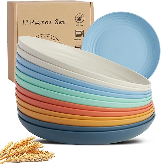 Amazon.com | Wheat Straw Plates, Unbreakable Dinner Plates Set ...