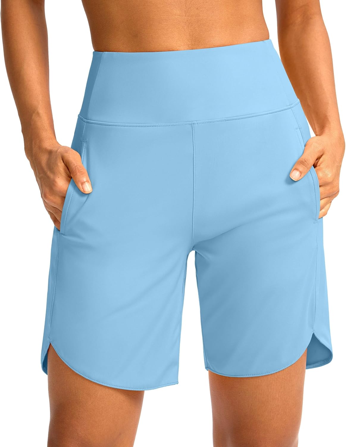 Soothfeel Women's 7" Athletic Running Long Shorts with Pockets High ...