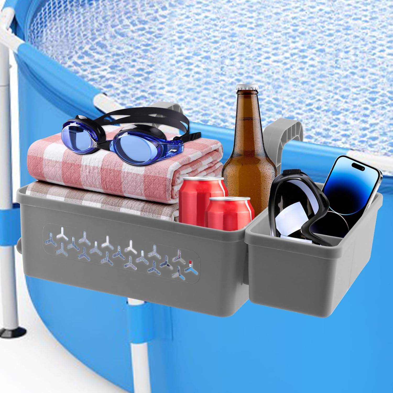 Poolside Storage Basket with Cup holder, 2024's Latest Multifunctional ...