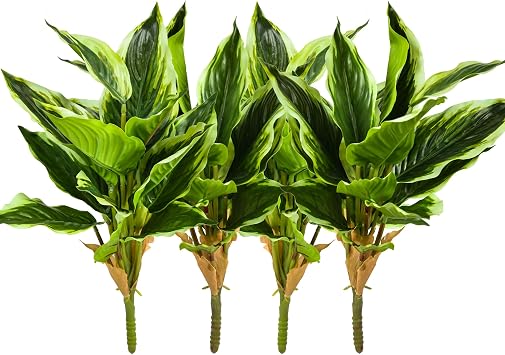 Amazon.com: Shirfloral 4Packs Variegated Hosta Artificial Plant 17.7 ...