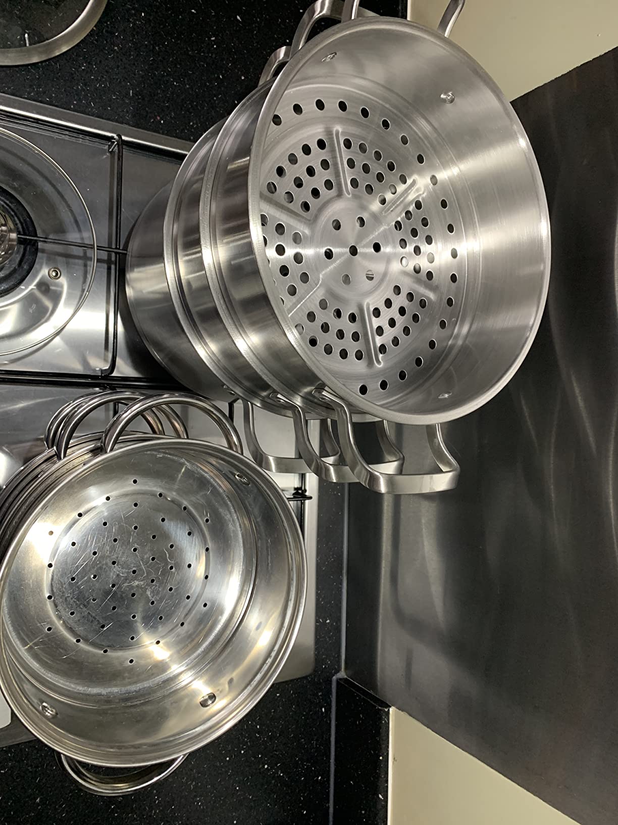 COSTWAY Stainless Steel Streamer Pot, 3 Tiers 26cm Large Induction ...