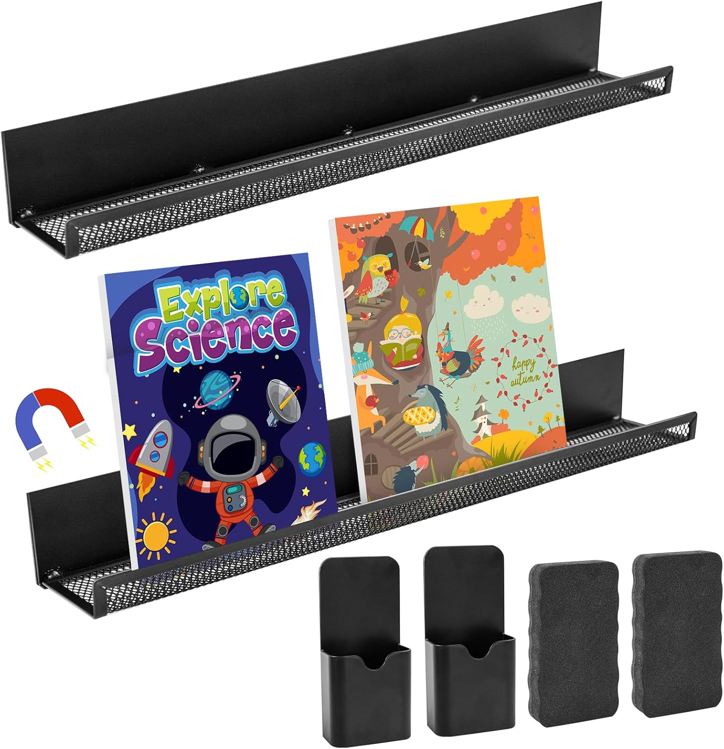 Amazon.com: 2 Set Metal Magnetic Book Shelf for Whiteboard Classroom ...