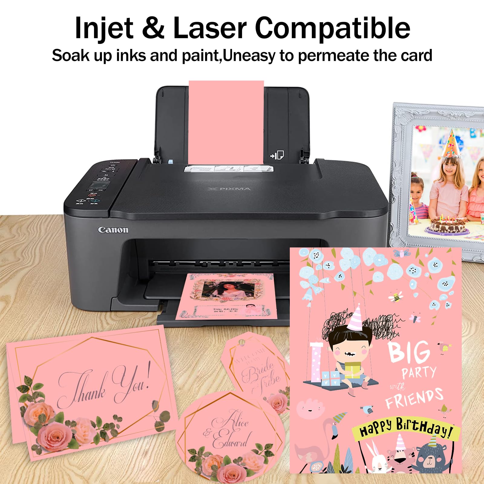 Snapklik.com : 50 Pack Pink Cardstock 8.5 X 11 65lb Paper, Pink Card ...