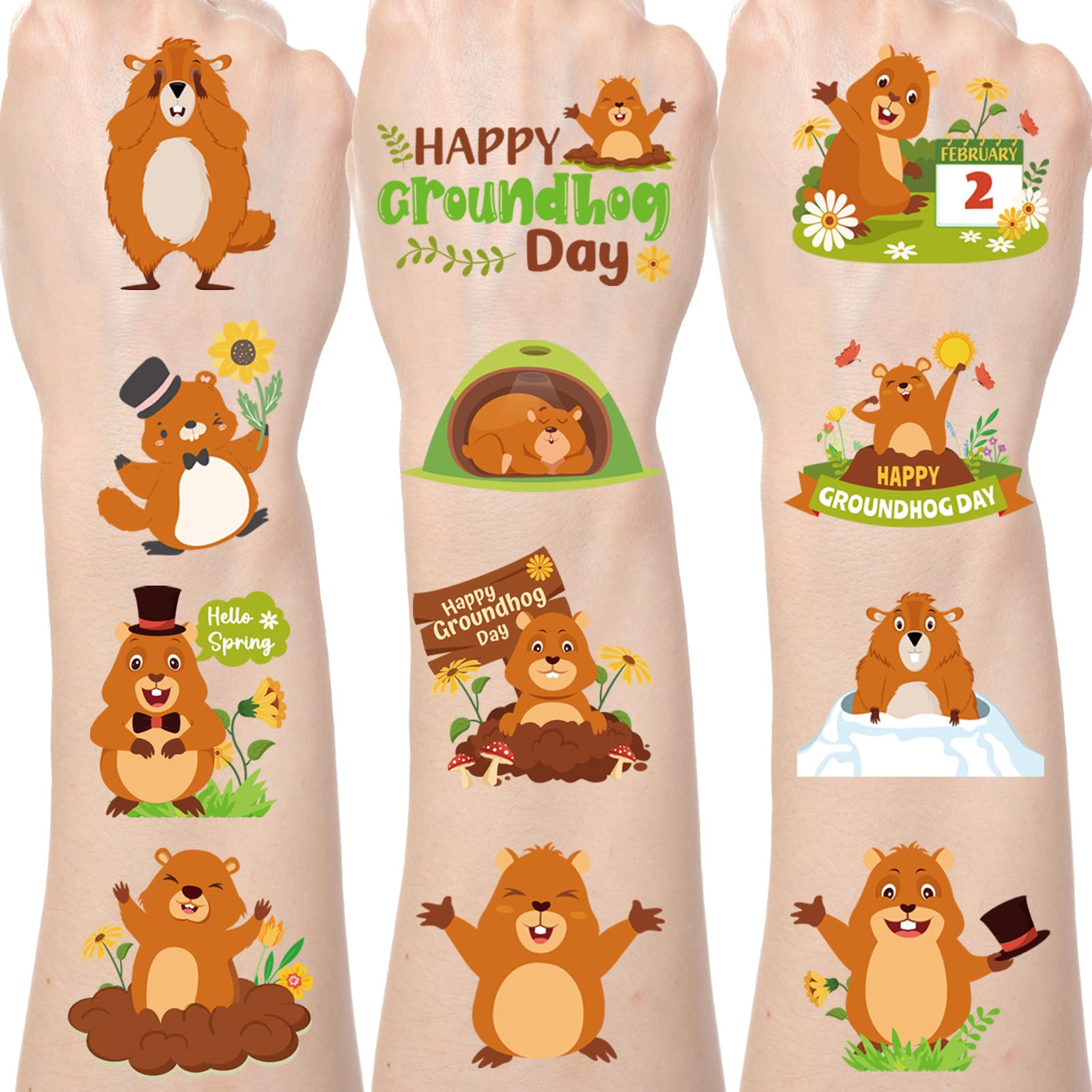 Amazon.com : Gameza Groundhog Day Temporary Tattoos - 200+ Happy ...