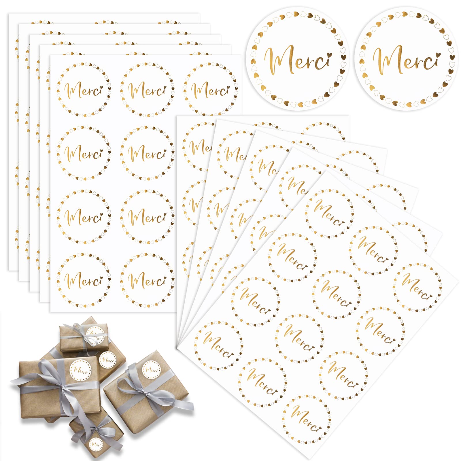 120 Autocollant Merci Étiquettes Stickers Auto-Adhésif, Bomtop Rond ...