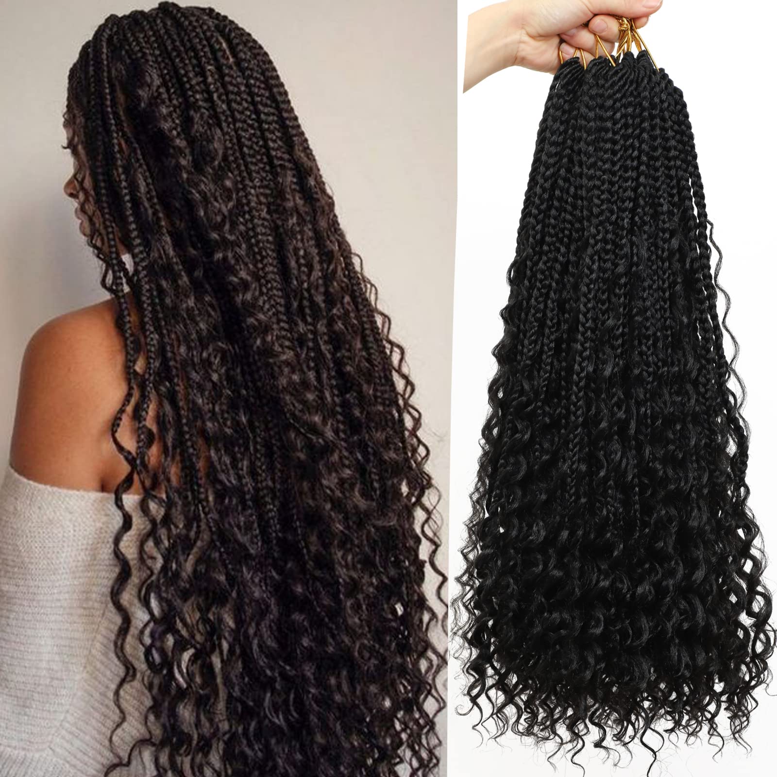 Buy Boho Box Braids 6 Packs Goddess Box Braids Crochet Hair Bohemian ...