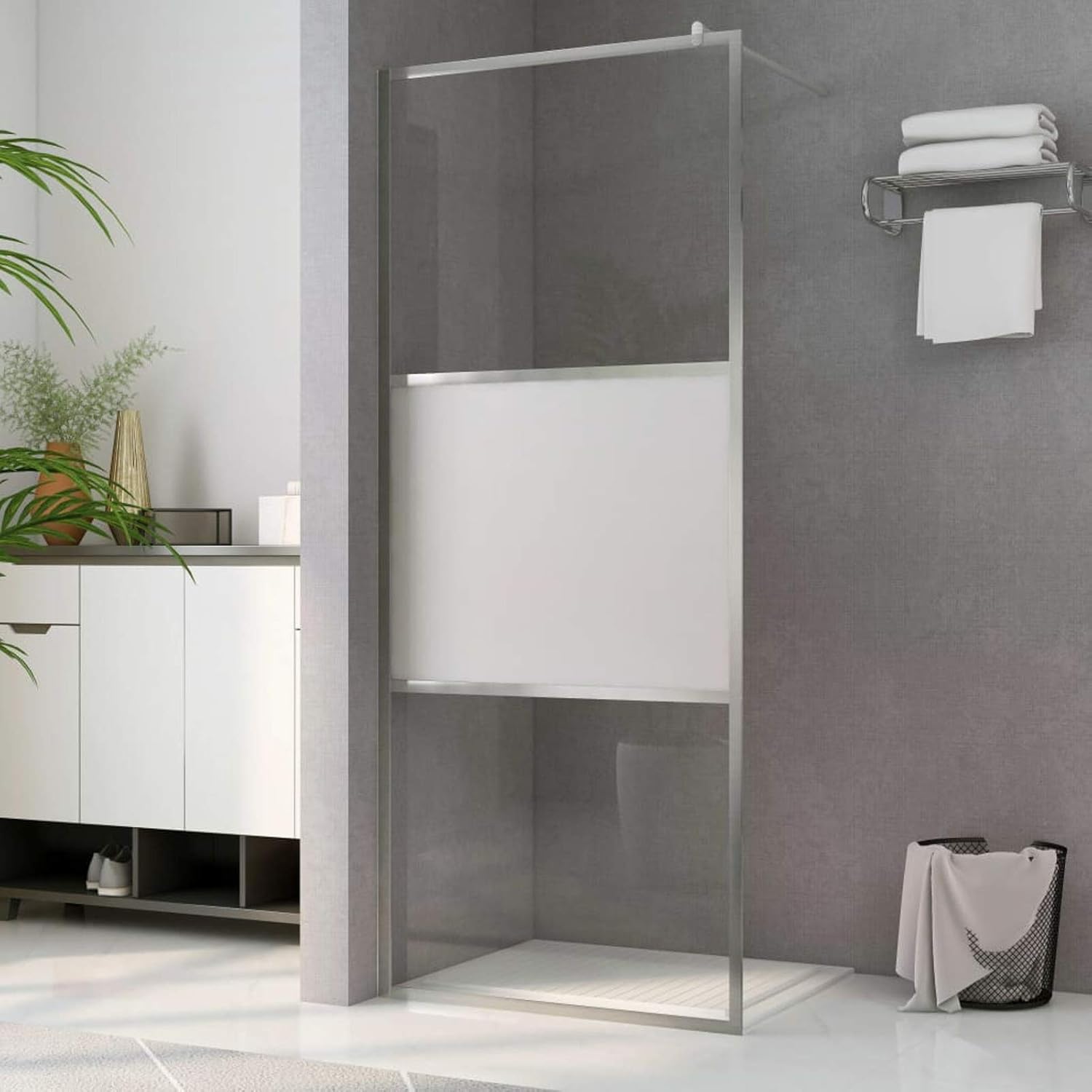 Tidyard Walk-in Shower Wall with Frosted Glass, Nepal | Ubuy