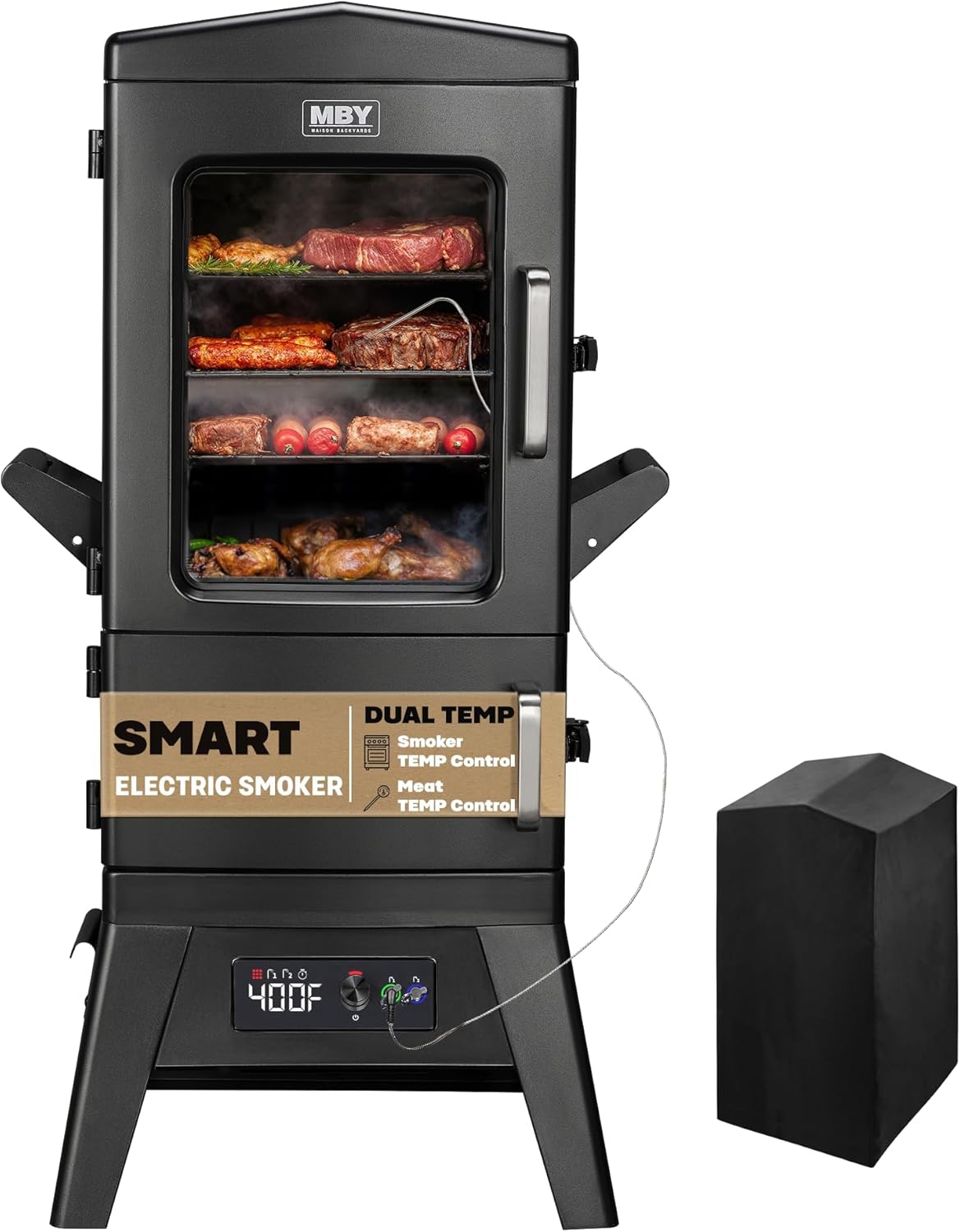Amazon.com : Digital Electric Smoker with Cover, LED Display Build in ...