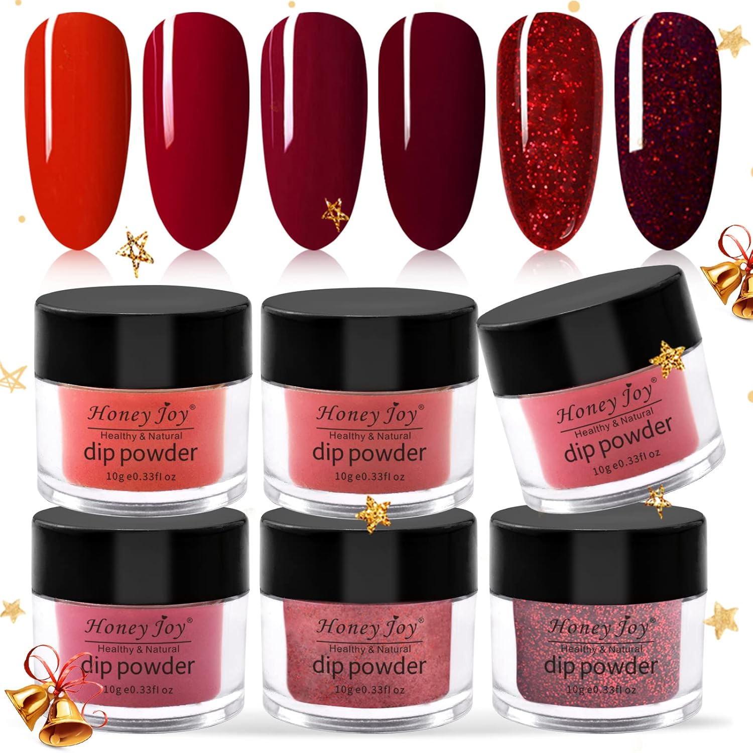 Amazon.com: Honey Joy 6 BOX/SET Wine Red Dip Powder Glitter Dark Barn ...