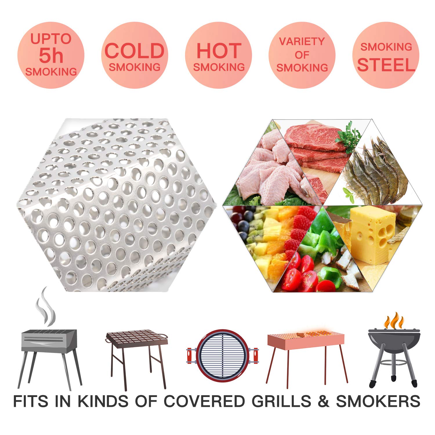 Bbq Smoke Box Pellet Smoker Tube Stainless Steel Perforated BBQ Pellet ...