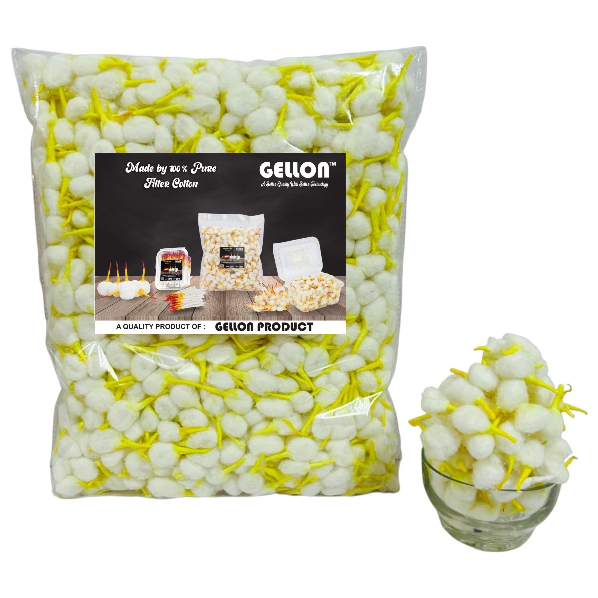 Buy Gellon 1200 Pc Cotton Wicks with Chandan Fragrance, Rui Batti ...