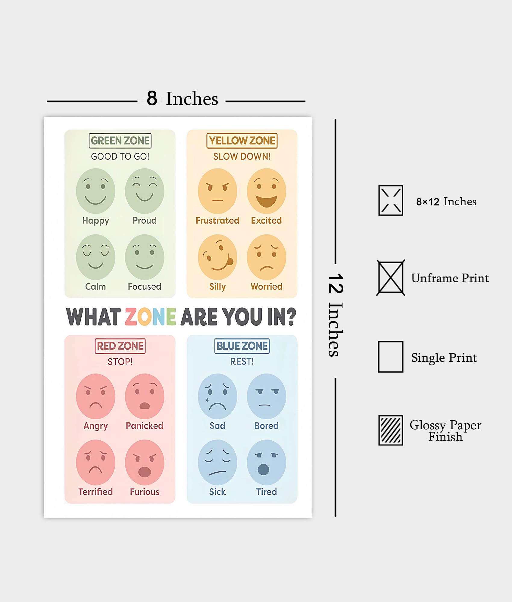Team Logo ID Holder Zones Of Regulation Posters Set Of 4 - 8x12 Inch ...